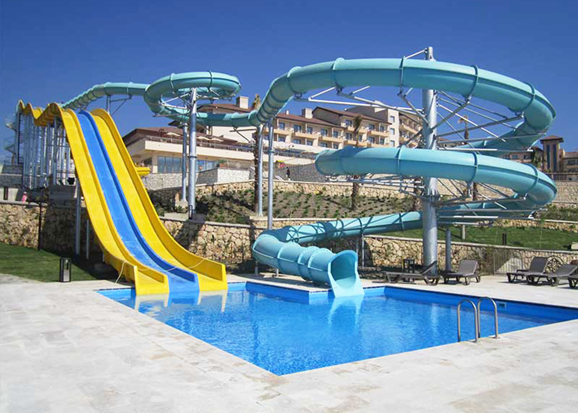 Combination fiberglass swimming pool water slide