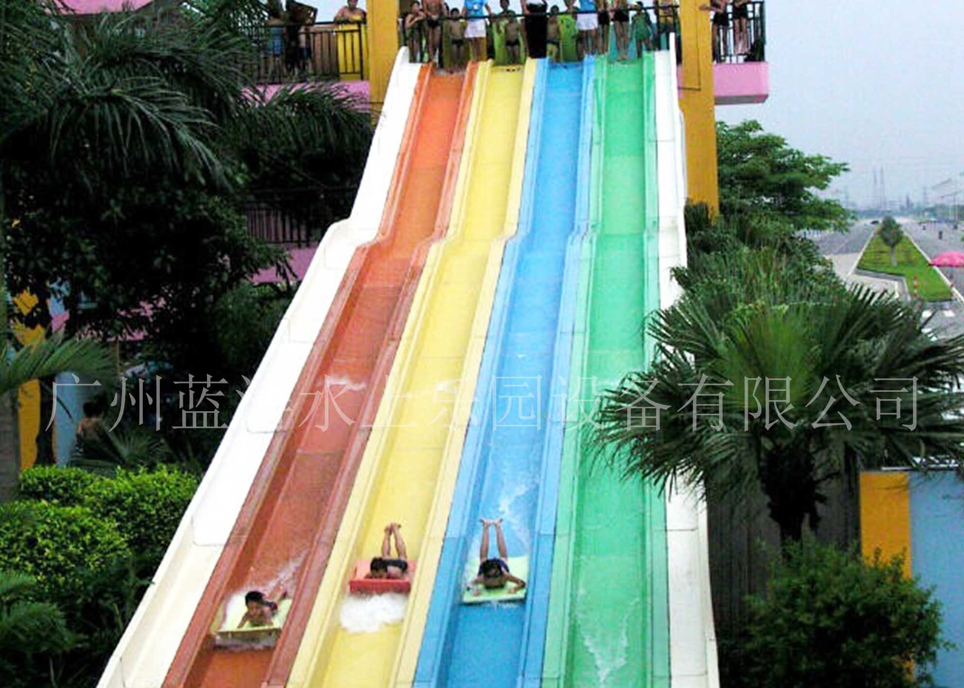 Rainbow  Kid Outdoor Water Slides 4 Lines , Holiday Water Amusement