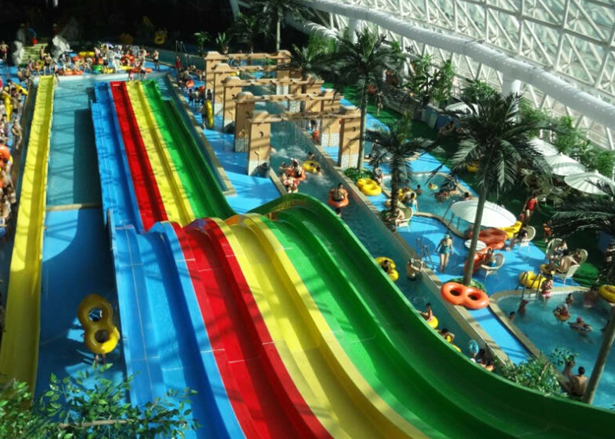 Indoor Rainbow 6 Lines Fiberglass Slides 7m Heigth Eco-friendly