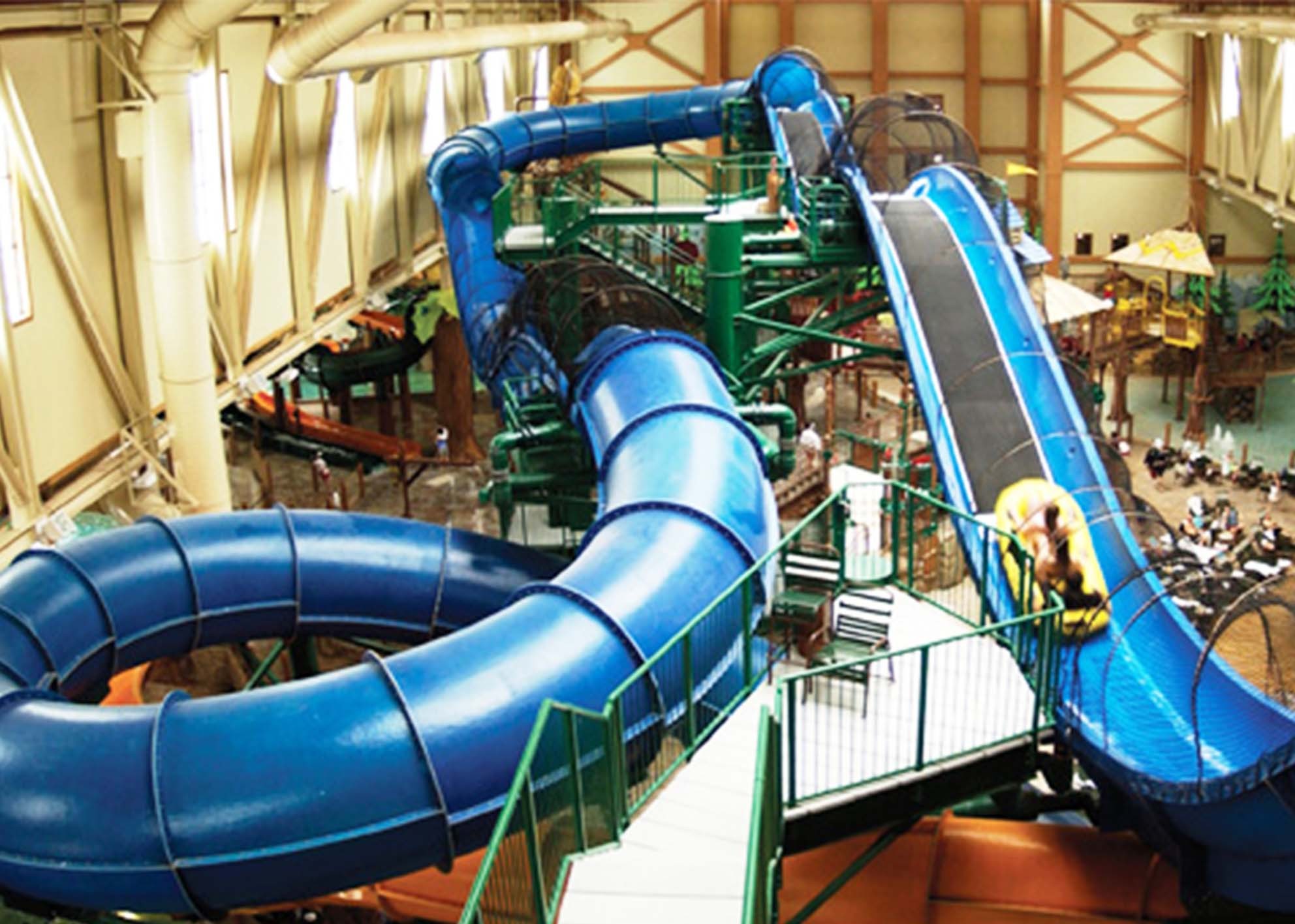 Indoor Raft Fiberglass Water Slides , Aqua Park Equipment Yellow
