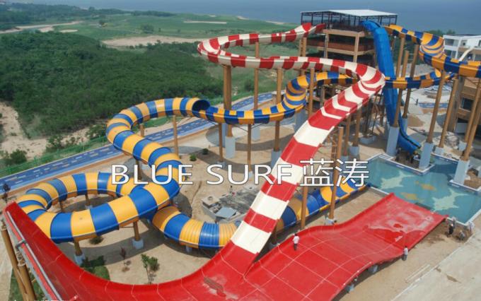 Fiberglass Boomerang Big Water Slides For Children Water Playground 19m Height