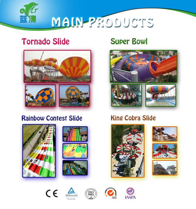 Fiberglass Boomerang Big Water Slides For Children Water Playground 19m Height