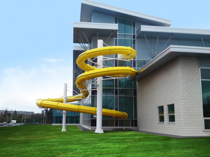 Yellow Closed Fun Fiberglass Water Slides Tube For Swimming Pool 50m Length