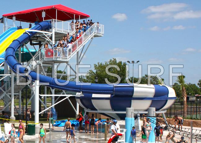 White / Blue Fiberglass Water Slides Adult Water Park Equipment Super Bowl Slide