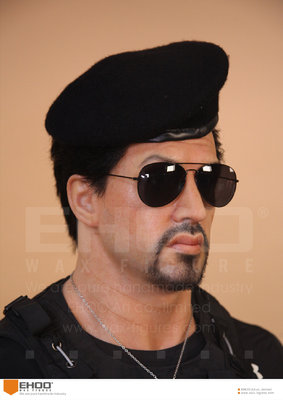 Figuras de cera de encargo de la celebridad de Hollywood vida como la estatua de la cera de Stallone en existencia