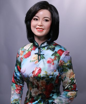 life-size Chinese lady deng lijun sitting pose wax figure for museum