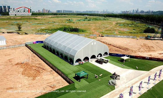 Movable White PVC Aluminum Expo TFS Curved Tent 40m Clear Span with Air Conditioner