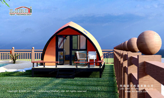 Aluminum frame 4x11.5m shell shape tent for 2-4 people capacity hotel