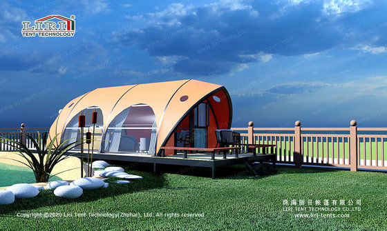 Aluminum frame 4x11.5m shell shape tent for 2-4 people capacity hotel