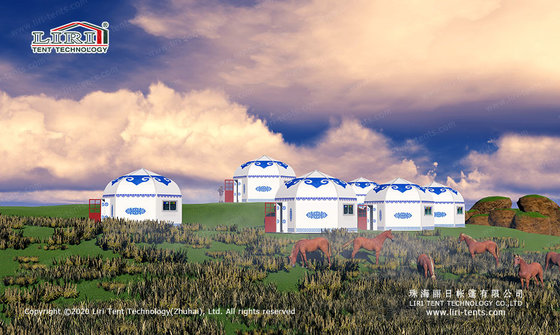 8M Round top Yurt Tent with printing for Glamping Hotel