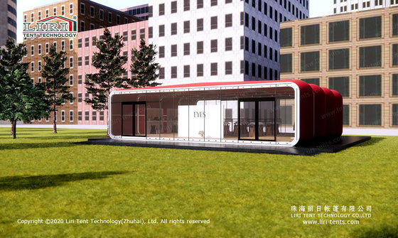 Diameter 12m Modular box with red color for Outdoor Coffee Shop