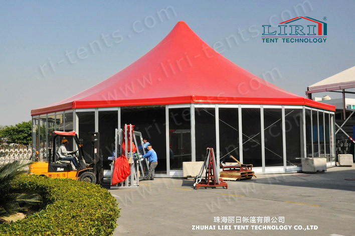 Aluminum High Peak Multi sides Luxury Wedding Tents With Glass ABS Walls