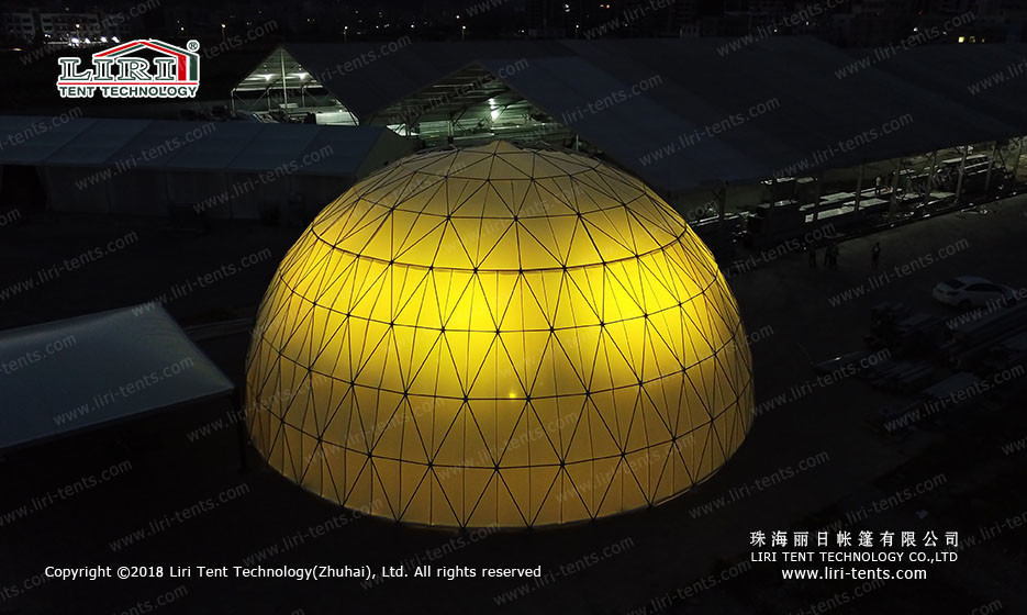 20m Diameter Lighting Geodesic Dome with Luxury Decoration Inside