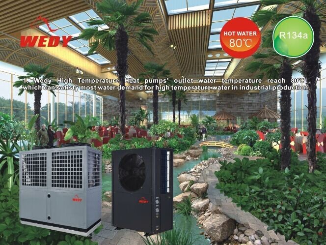 Air to water hight temperature heat pump outlet 85.C  110kw heating capacity