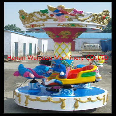 Mini fairground rides 3 people seats small carousel horses for sale supplier