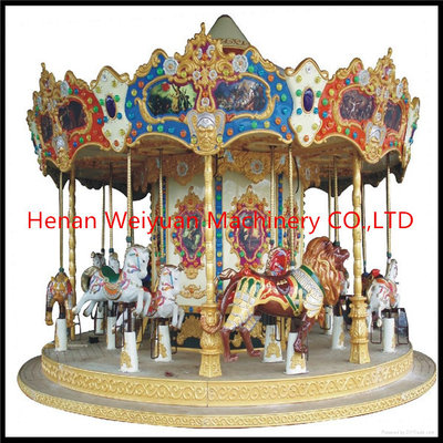 Fairground carousel horse ride for sale coin operated kiddie rides carousel supplier