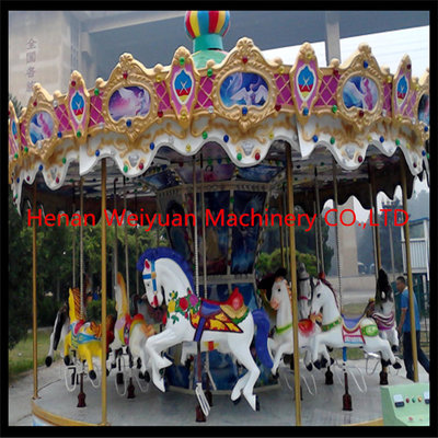 RGB lights Fiberglass Carousel For Sale 16seats With Animals Amusement Park Carousel supplier