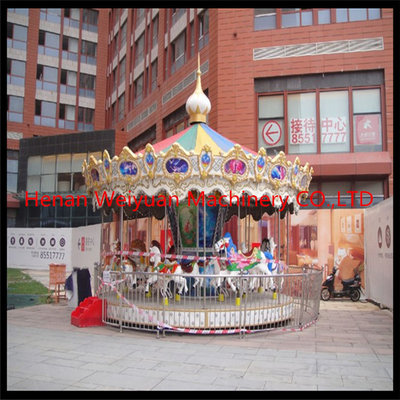 RGB lights Fiberglass Carousel For Sale 16seats With Animals Amusement Park Carousel supplier