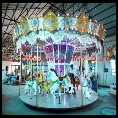 RGB lights Fiberglass Carousel For Sale 16seats With Animals Amusement Park Carousel supplier