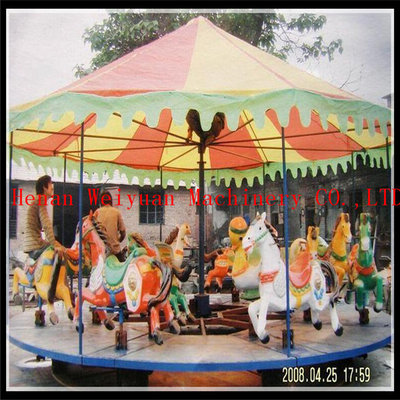 16 seats  fiberglass fairground kids small toy ride trailer merry go round kids carousel horses supplier
