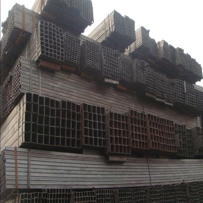 Rectangular Steel Hollow Section Tube, ERW Thin Wall Square Construction Welded Steel Tubes Black / Galvanized