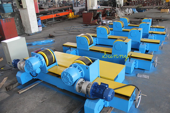 3Phase Blue / Yellow Welding Turning Rolls With Motor Driven System / Rubber Wheels