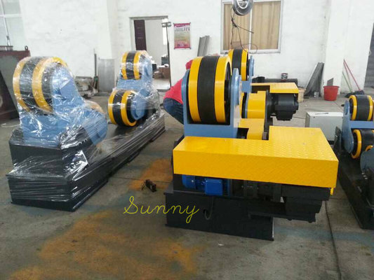 Yellow Pipe Turning Rollers 3KW Motor Drive Rubber Wheel Stable Operation