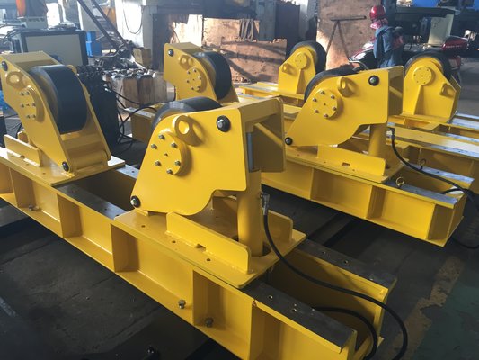Yellow Adjustable Tank Turning Rolls Manual Screw Steel Polyurethane Wheel