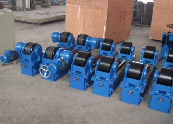 Blue Manual Screw Pipe Turning Rollers  , Adjustable Welding Rotator Q235 Material