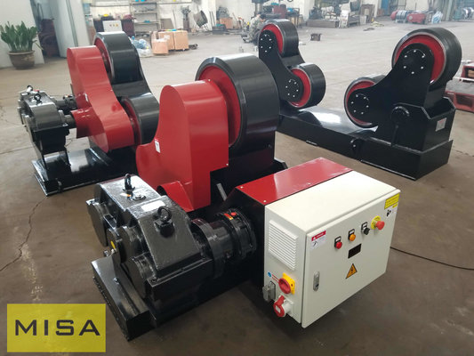 Red Color Fixed  20t Heavy Duty Pipe Rollers Self - Aligning With Pu Wheels