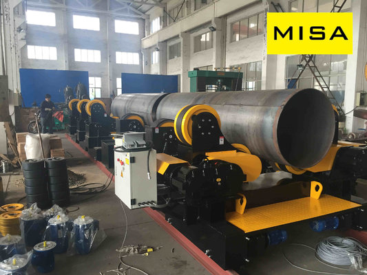 Grey And Yellow Self-aligned Welding Rotator With 200mm Width PU Wheels