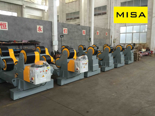 Grey And Yellow Self-aligned Welding Rotator With 200mm Width PU Wheels