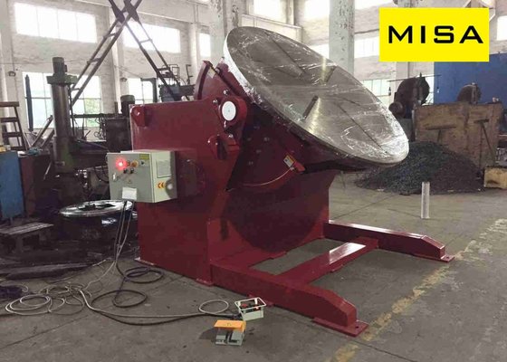 Red Fixed Welding Positioner With Horizontal Turning Table And 5 Jaws Chuck