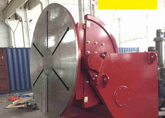 Red Fixed Welding Positioner With Horizontal Turning Table And 5 Jaws Chuck