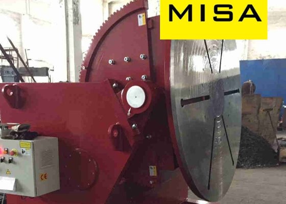 Red Fixed Welding Positioner With Horizontal Turning Table And 5 Jaws Chuck
