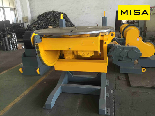 20T Yellow Elevating Welding Positioner With Vertical Turning Table And Five JAWS Chuck