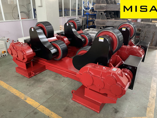 80T Double Drive Self Aligning Welding Rotator With Polyurethane Wheels