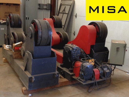Red Painting 60 Ton Self Adjustable Welding Turning Rolls Drive By 4Kw Motor Power