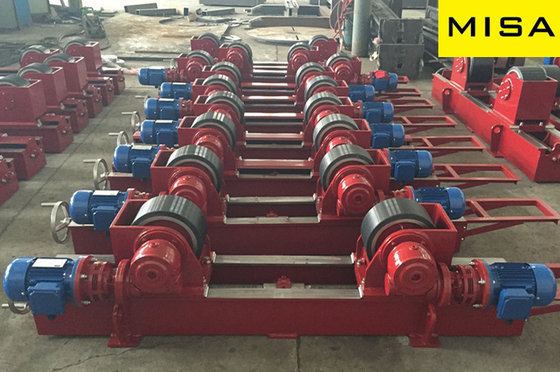 PU Coated 10Ton Conventional Pipe Turning Rollers With Double Motors Wheels And 1.1kw Motor