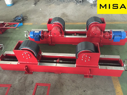 PU Coated 10Ton Conventional Pipe Turning Rollers With Double Motors Wheels And 1.1kw Motor