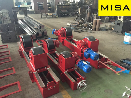 PU Coated 10Ton Conventional Pipe Turning Rollers With Double Motors Wheels And 1.1kw Motor