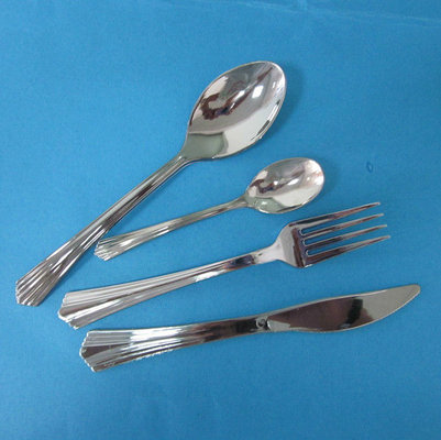 plastic cutlery, disposable tableware, plastic silver cutlery