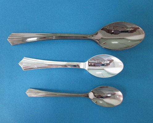 plastic spoon，plastic tableware，disposable spoon,  plastic silver cutlery