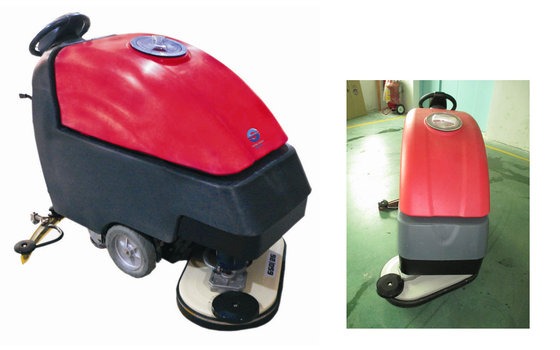 13" Dual Brush Walk Behind Floor Scrubber Dryer Manual Cleaning