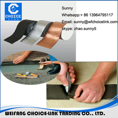 1.0mm-4.0mm aluminum foil self adhesive bitumen flashing tape for roofing/ waterproofing/sealing