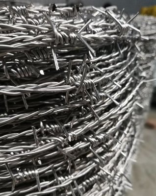 high tensile double twist  barbed wire  two strands high tensile barbed wire  3"-5" barb distance, 1-2cm barb length
