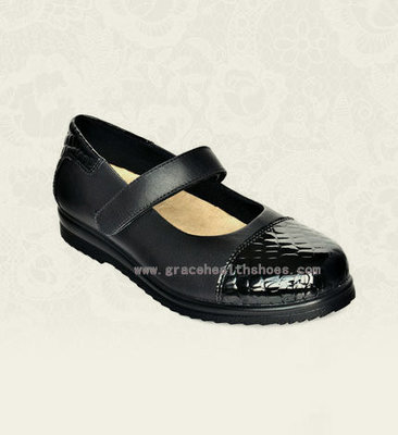 China Orthofeet Women’s 8615602 Mary Jane Comfort Shoes Genuine Leather Diabetic-Friendly Shoes supplier