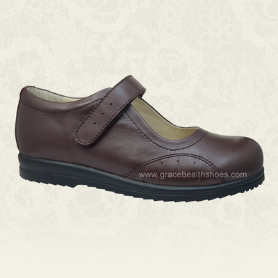 China Extra Depth Shoe Women's Therapeutic Genuine Leather Wide Diabetic Shoes Comfort Footwear 8616695 supplier