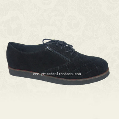 Genuine Leather Lace-up Wider Width Arthritis Shoes Comfort Shoes Work Footwear Unisex Shoes supplier