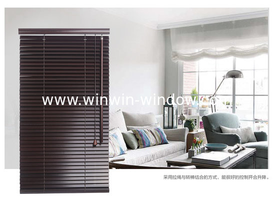 Electric solid wood horizontal motorized window shutter  wooden window blind